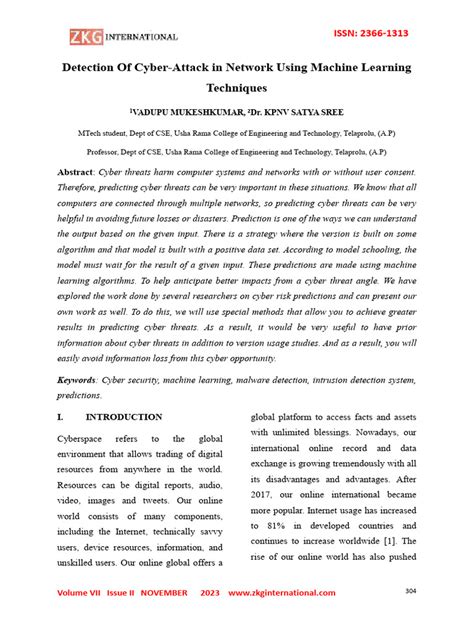 detection of cyber attack in network using machine learning techniques pdf computer security