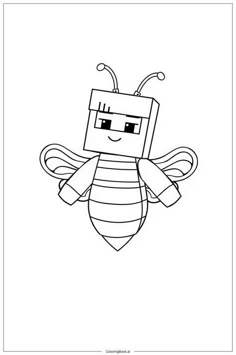 마인크래프트 벌이 블록 위에서 날고 있어요 색칠하기 페이지 무료 Pdfandpng 인쇄 가능