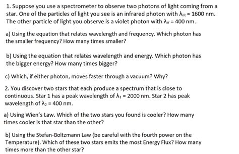 Solved Suppose You Use A Spectrometer To Observe Two Chegg