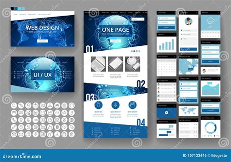 Website Template Design With Interface Elements Stock Vector Website Template Design With Interface Elements Stock Vector