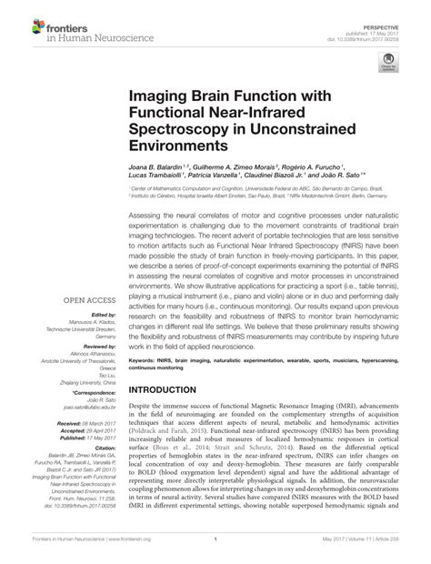 Pdf Imaging Brain Function With Functional Near Infrared Spectroscopy In Unconstrained