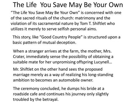 Ppt The Life You Save May Be Your Own Powerpoint Presentation Free