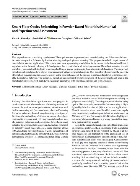 Pdf Smart Fiber Optics Embedding In Powder Based Materials Numerical