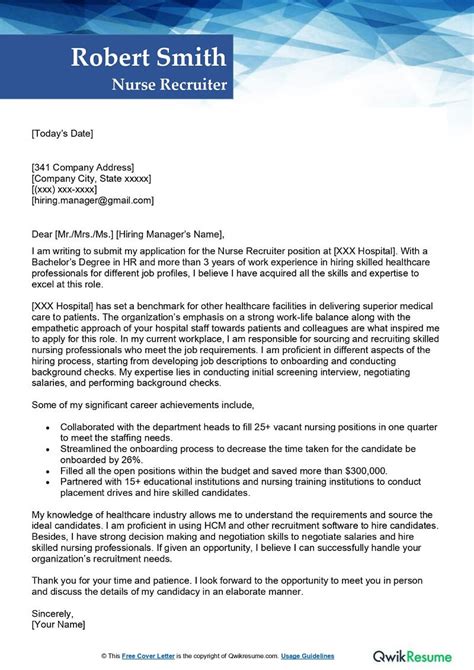 Sample Cover Letter To Recruiter