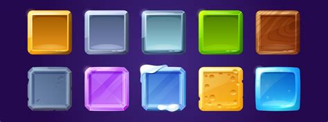 Game Ui App Icons Square Buttons Cartoon Menu Vector Art At Vecteezy