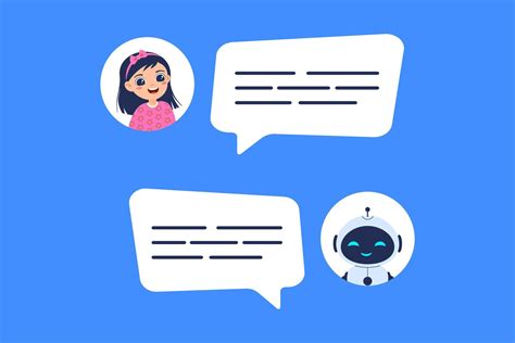 Chatbot Concept Featuring Conversation Between Human And Robot On Blue Background Illustration