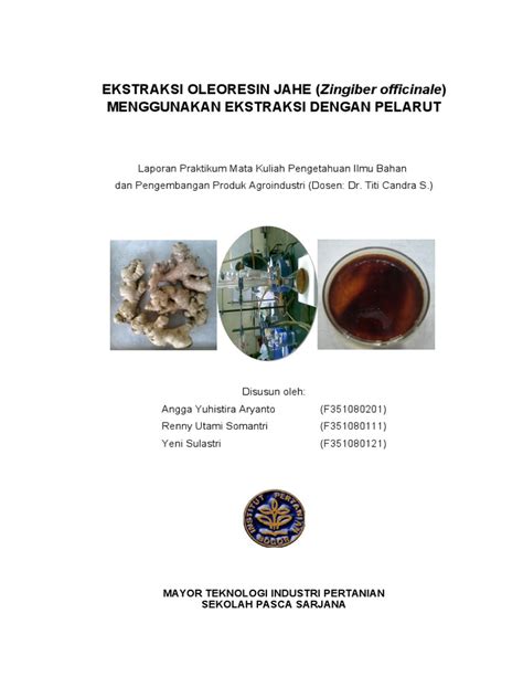 Laporan Oleoresin Jahe Pdf Sains And Matematika