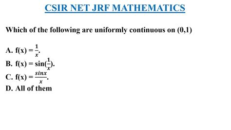 csir net jrf dec 2023 real analysis uniformly continuous