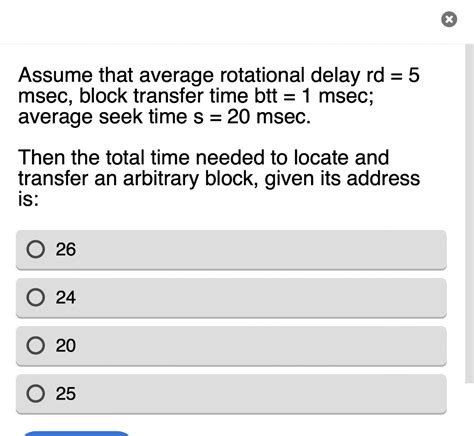 solved assume that average rotational delay rd 5 msec block