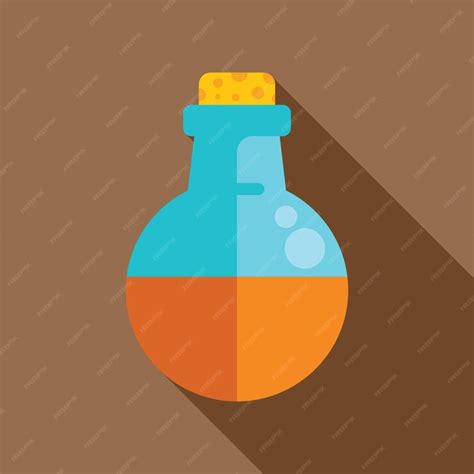Premium Vector Round Bottom Flask Containing Bubbling Orange Chemical Liquid