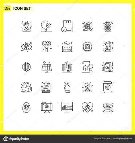 Group Lines Signs Symbols Fruit Search Card Optimization Hardware Editable Stock Vector By