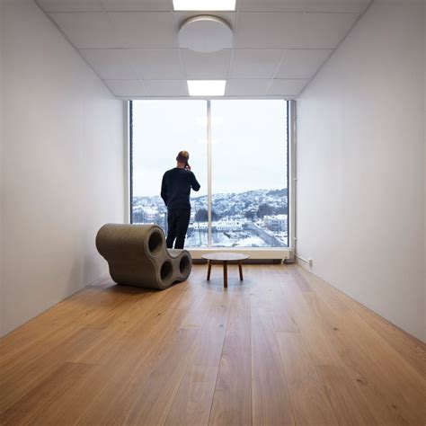 Red Brick Boxes Pop Out Of A Labs Narrow Office Block On Oslo Waterfront
