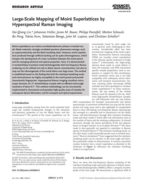 Pdf Large‐scale Mapping Of Moiré Superlattices By Hyperspectral Raman Imaging