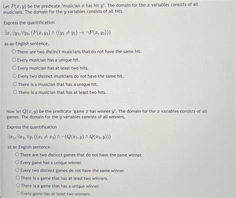 solved let p x y be the predicate musician x has hit y