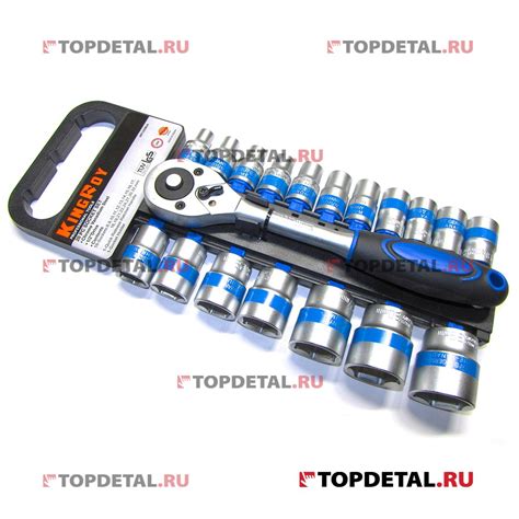 Набор головок с трещёткой 1/2" 20 предметов (головки торц 8-22,24,27 ...