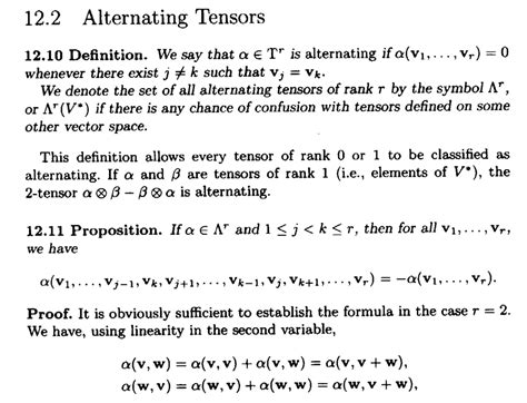 Space Of Alternating Tensors Of Rank R Browder 12 22 • Physics Forums