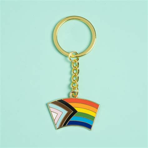 Progress Pride Flag Keychain — Dissent Pins