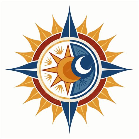 Premium Vector A Sun And Moon Logo With A Star And The Moon In The Center