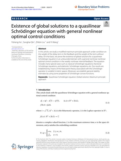 Pdf Existence Of Global Solutions To A Quasilinear Schrödinger Equation With General Nonlinear