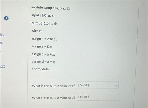 Module Sample A B C D Input 10 A B Output