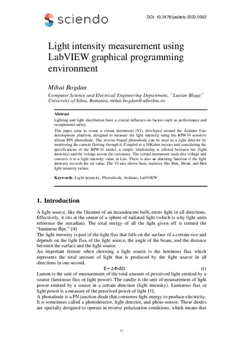 pdf light intensity measurement using labview graphical programming