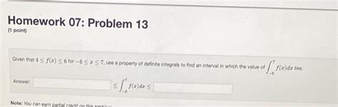 Solved Homework 07 Problem 13 1 Point Given That 4≤f X ≤6