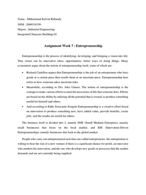 Assignment Week 7 Pdf Entrepreneurship Innovation