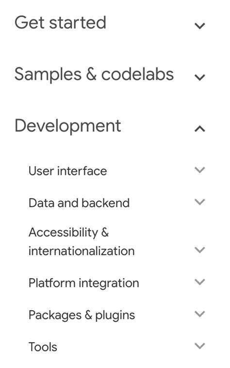 Dash Use Of Caret For 2nd Level Sidenav Entries Looks Too Busy · Issue 1461 · Flutterwebsite