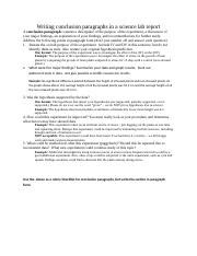 Practice Writing Conclusions Docx Writing Conclusion Paragraphs In A Science Lab Report A