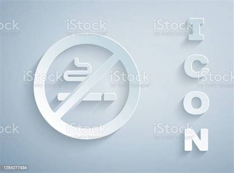 회색 배경에서 격리된 금연 아이콘을 잘라낸 용지 담배 기호 종이 아트 스타일 벡터 3차원 형태에 대한 스톡 벡터 아트 및 기타 이미지 3차원 형태 건강에 좋지 않은