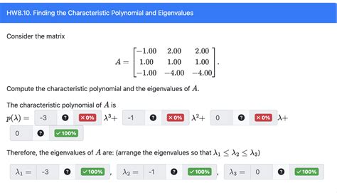 solved hw8 10 ﻿finding the characteristic polynomial and