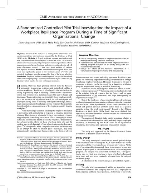 Pdf A Randomized Controlled Pilot Trial Investigating The Impact Of A