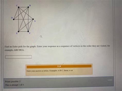 Solved B D Find An Euler Path For The Graph Enter Your