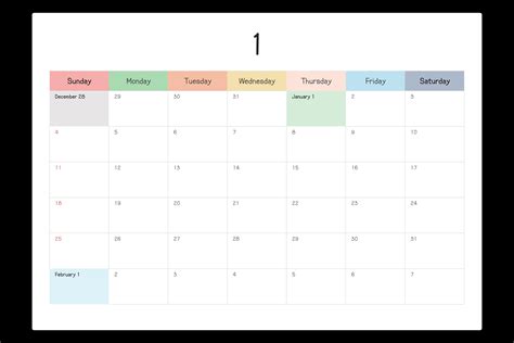 2026년 엑셀 달력 Xlsx