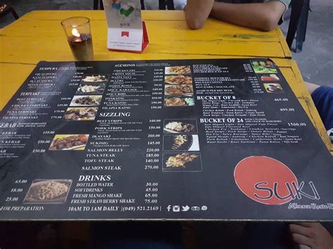 Menu At Suki Restaurant San Pablo City