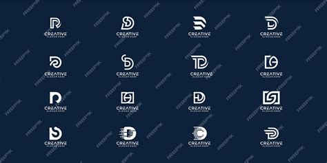 크리에이 티브 모노그램 문자 D 로고 디자인 서식 파일 세트 프리미엄 벡터