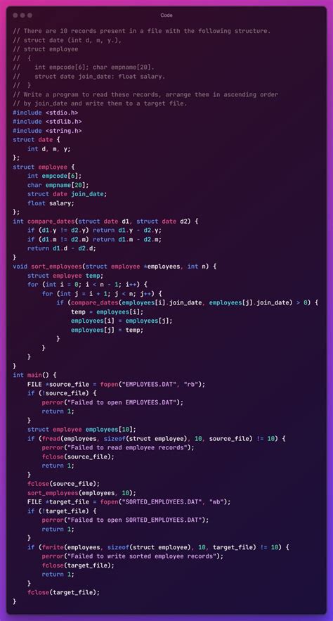 Day 62 File Handling With Structs And Sorting In C Chinar Singla