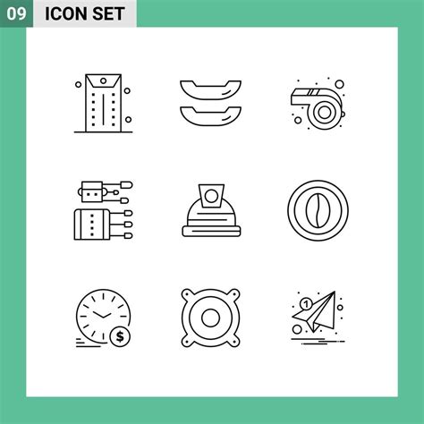 9 User Interface Outline Pack Of Modern Signs And Symbols Of Cooking Helmet Acupuncture