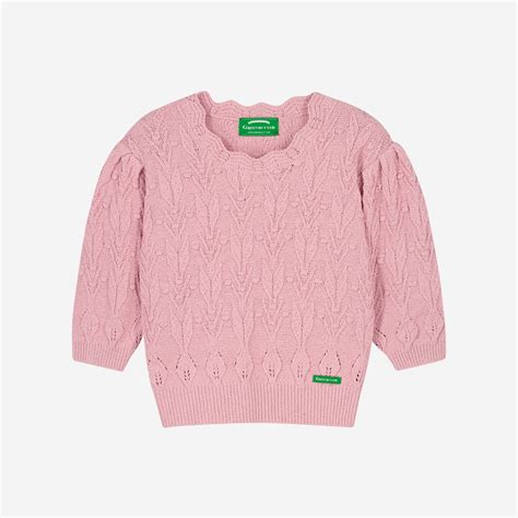 그린 버터 우먼 웨이브 폼 폼 라운드 니트 핑크 Green Butter Kream