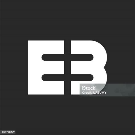 로고 Eb 이니셜 현대 모노그램 세련된 굵은 글꼴 기술 비즈니스 또는 웨딩 카드 엠블럼에 대한 검은 색에 두 개의 흰색 문자 E