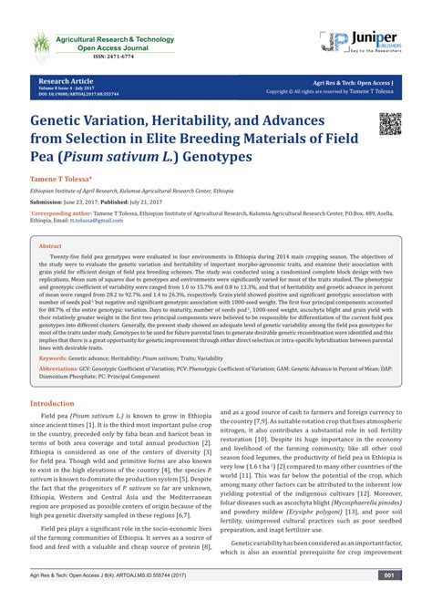 Pdf Genetic Variation Heritability And Advances From Selection In