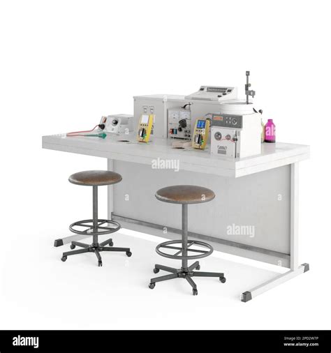 A Industrial Lab With Electronic Experiment Lab Bench Stools 3d