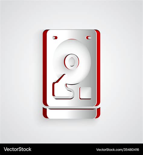 Paper Cut Hard Disk Drive Hdd Icon Isolated Vector Image
