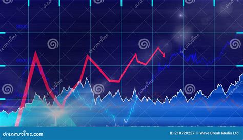 multiple graphs over grid network against spots of light on blue