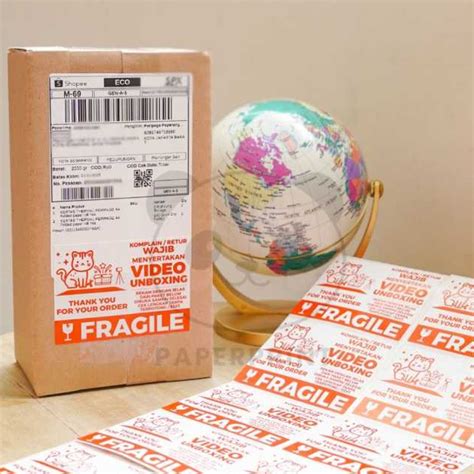 Jual Sticker Fragile Unboxing Paket Kucing Landscape Custom Label