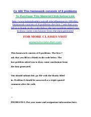 Cs 100 This Homework Consists Of 8 Problems Cs 100 This Homework Consists Of 8 Problems To