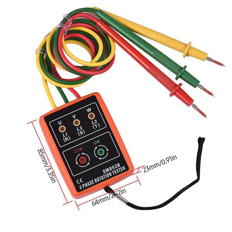 Phase Tester Portable 3 Phase Rotation Tester Phase Sequence Meter Phase Order Indicator With