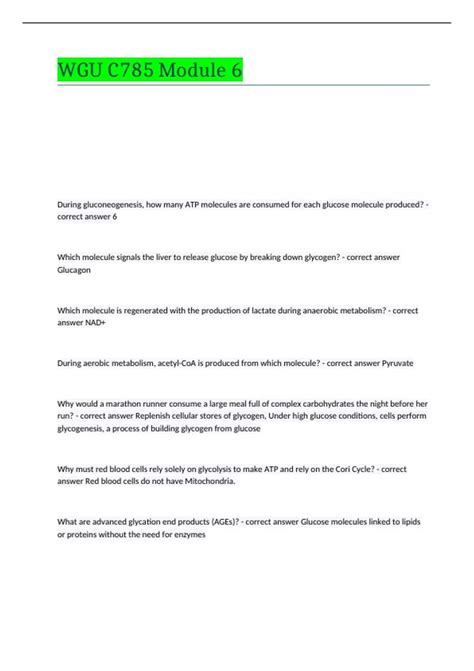 WGU C Module With Correct Answers WGU C Stuvia US
