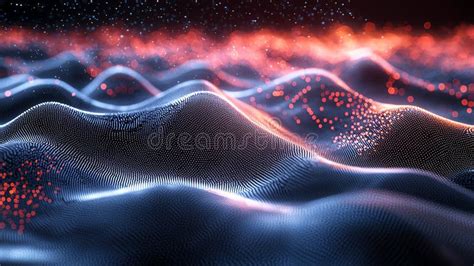 A Mesmerizing Pattern Of Light Waves And Particles Resembling A Futuristic Digital Ocean Stock