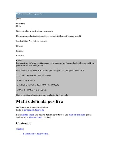 Matríz Semidefinida Positiva Descargar Gratis Pdf Matriz Matemáticas Teoría De La Matriz